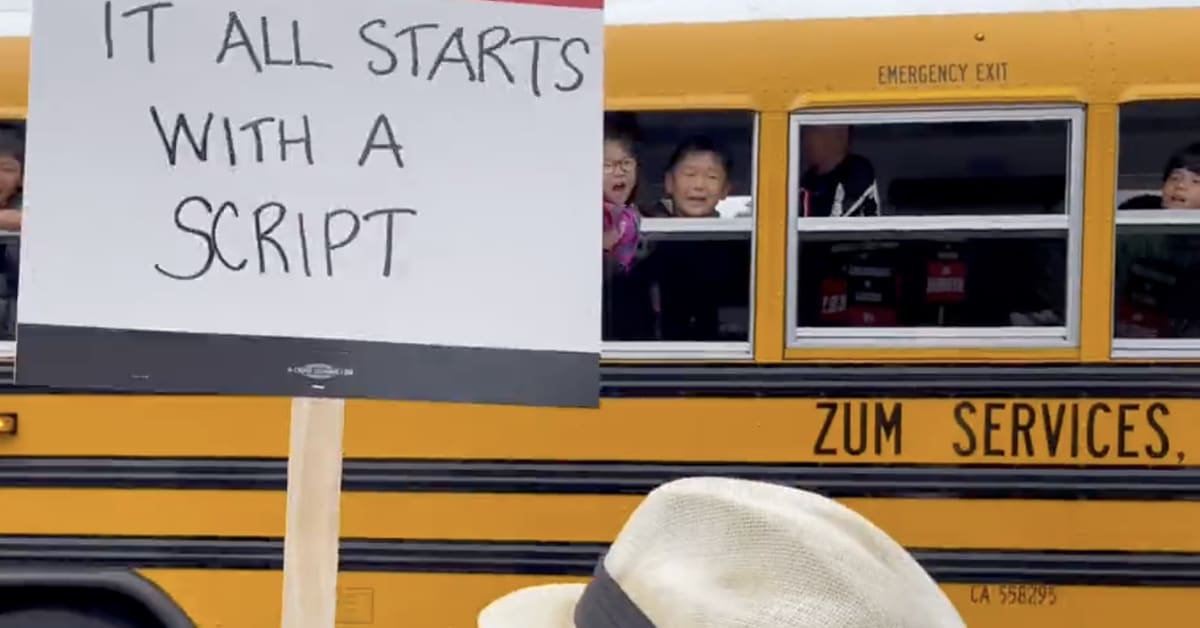 Kids Chanting ‘Strike’ on School Buses to Support WGA & S...