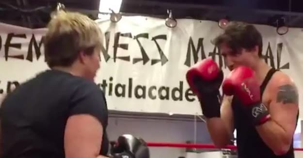 Here's a Video of Justin Trudeau Boxing With a Montréal C...