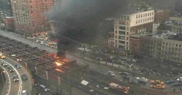 Truck Bursts Into Flames on Queensboro Bridge