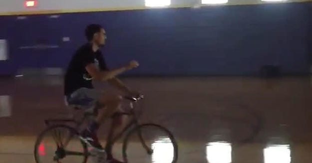 Klay Thompson Drills Half-Court Shot During Casual Bike Ride