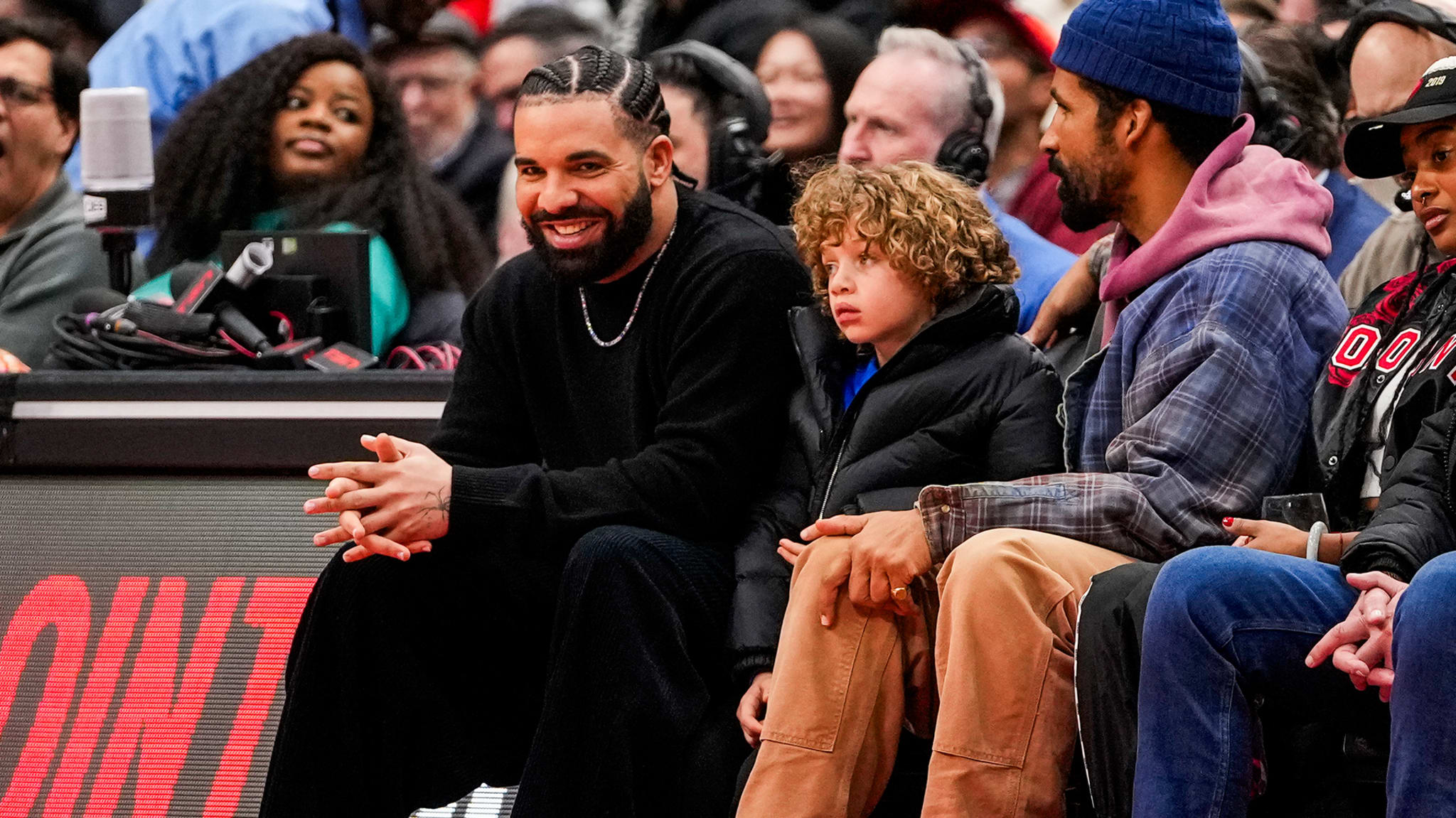 Drake and Adonis Attend Raptors Game in Toronto