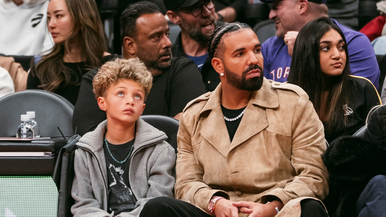 Drake and Adonis Attend Raptors Game in Toronto