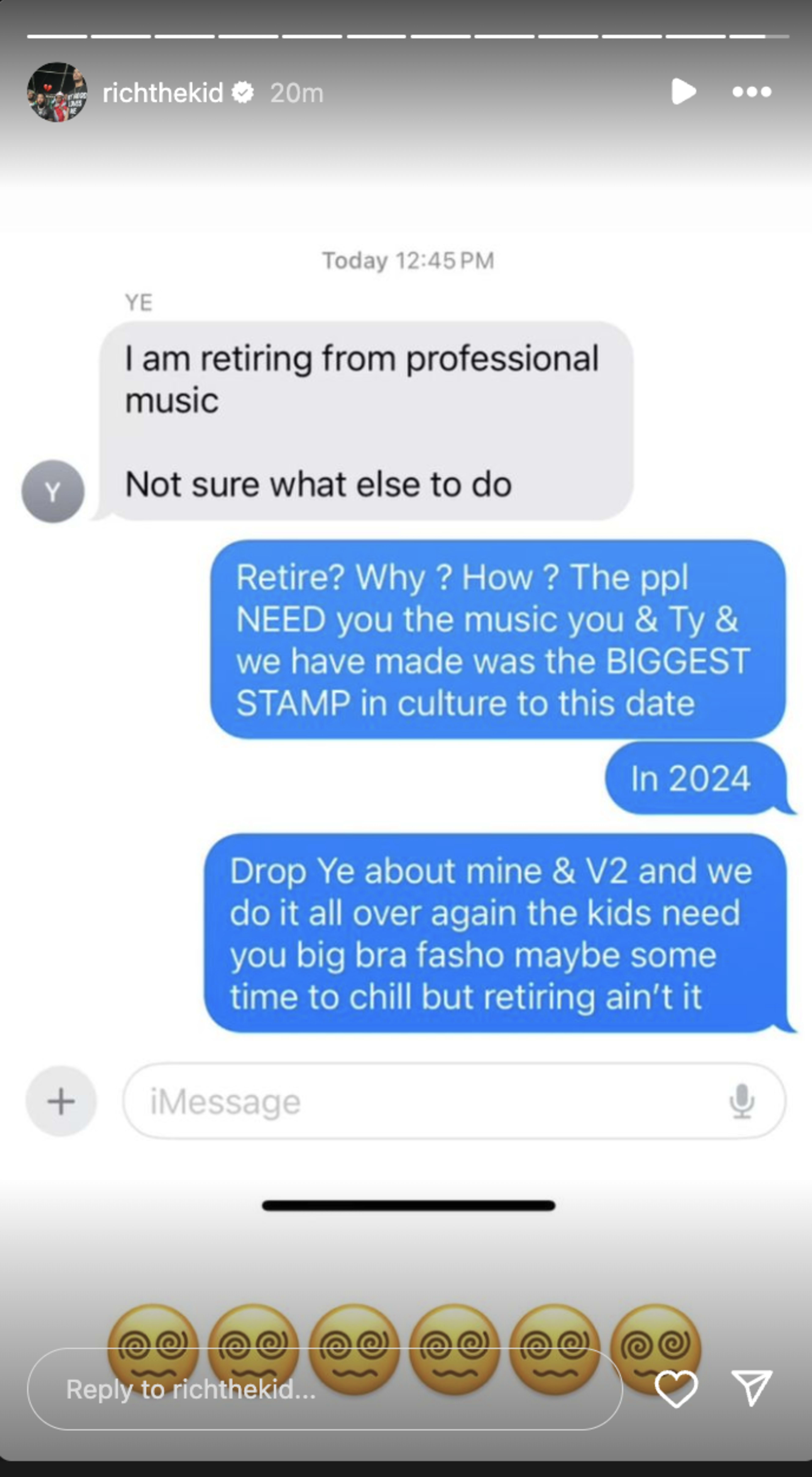 Ye Tells Rich the Kid He's Retiring From Professional Music: 'Not Sure ...