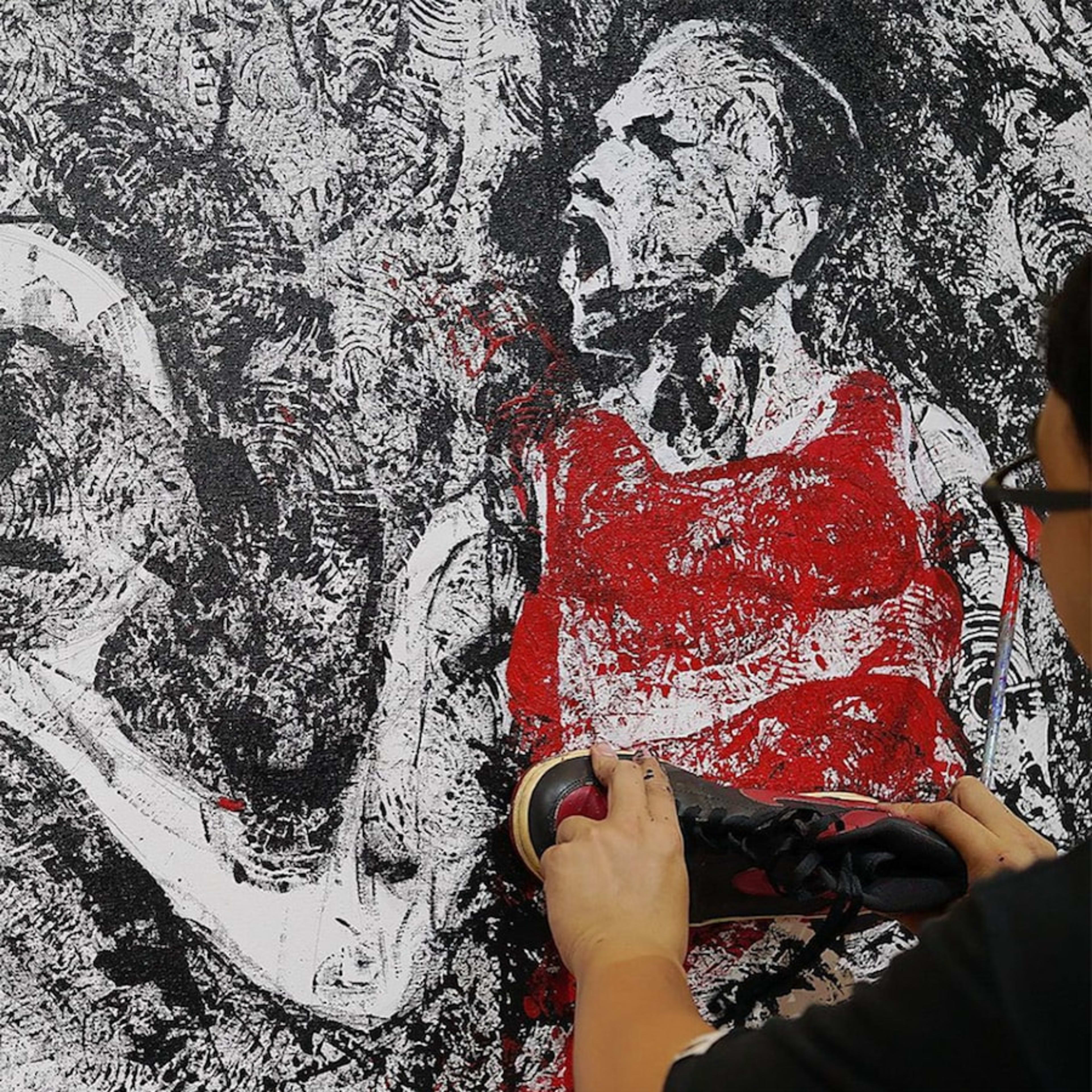 Watch This Artist Paint Michael Jordan with Air Jordan Sneakers