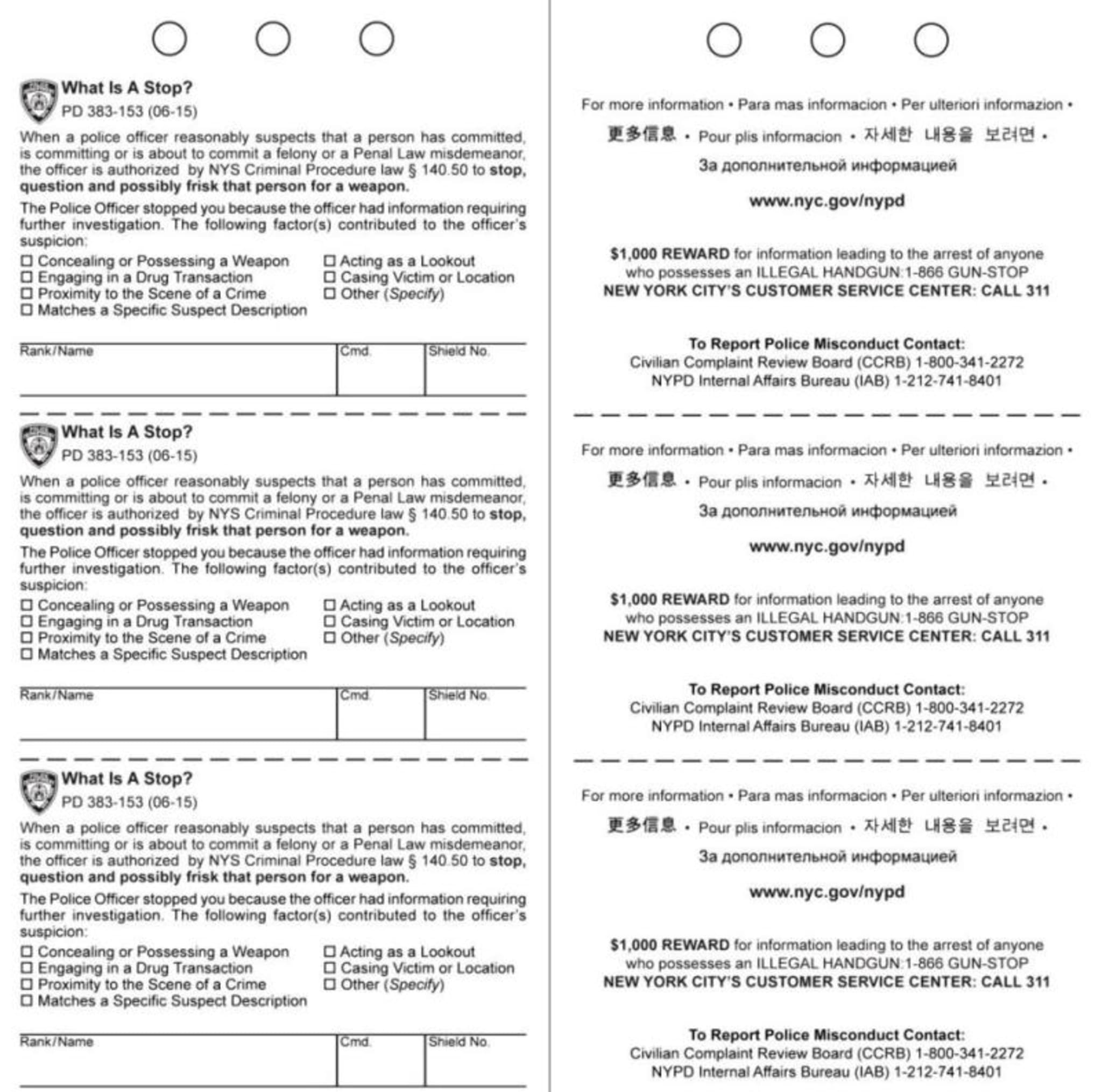 The NYPD Is Going to Give Out Receipts to People Stopped and Frisked