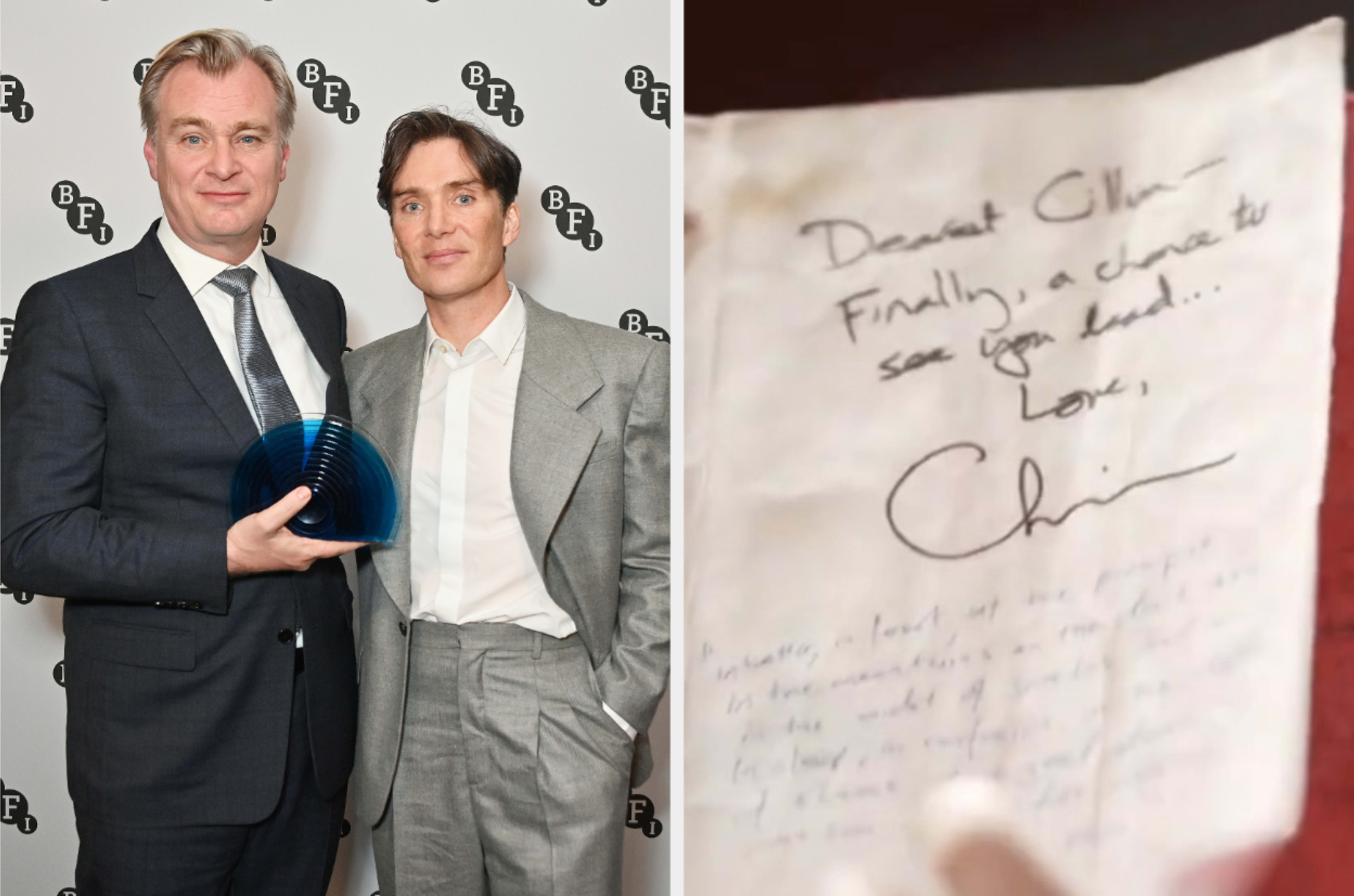 Christopher Nolan Wrote Cillian Murphy a Warm Note on His 'Oppenheimer ... Christopher Nolan Wrote Cillian Murphy a Warm Note on His 'Oppenheimer ...