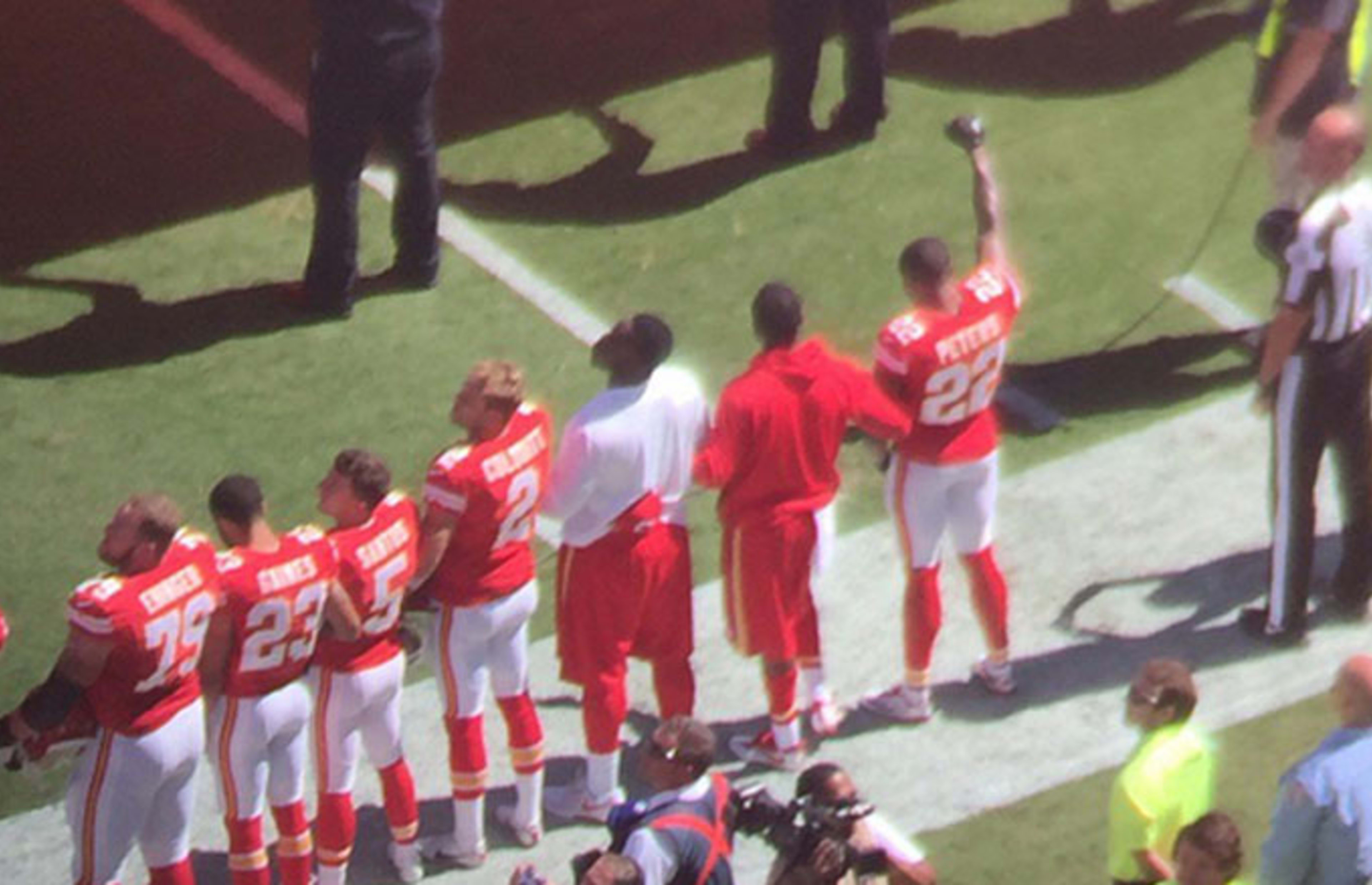 Kansas City Chiefs Cornerback Marcus Peters Raises Fist During National ...
