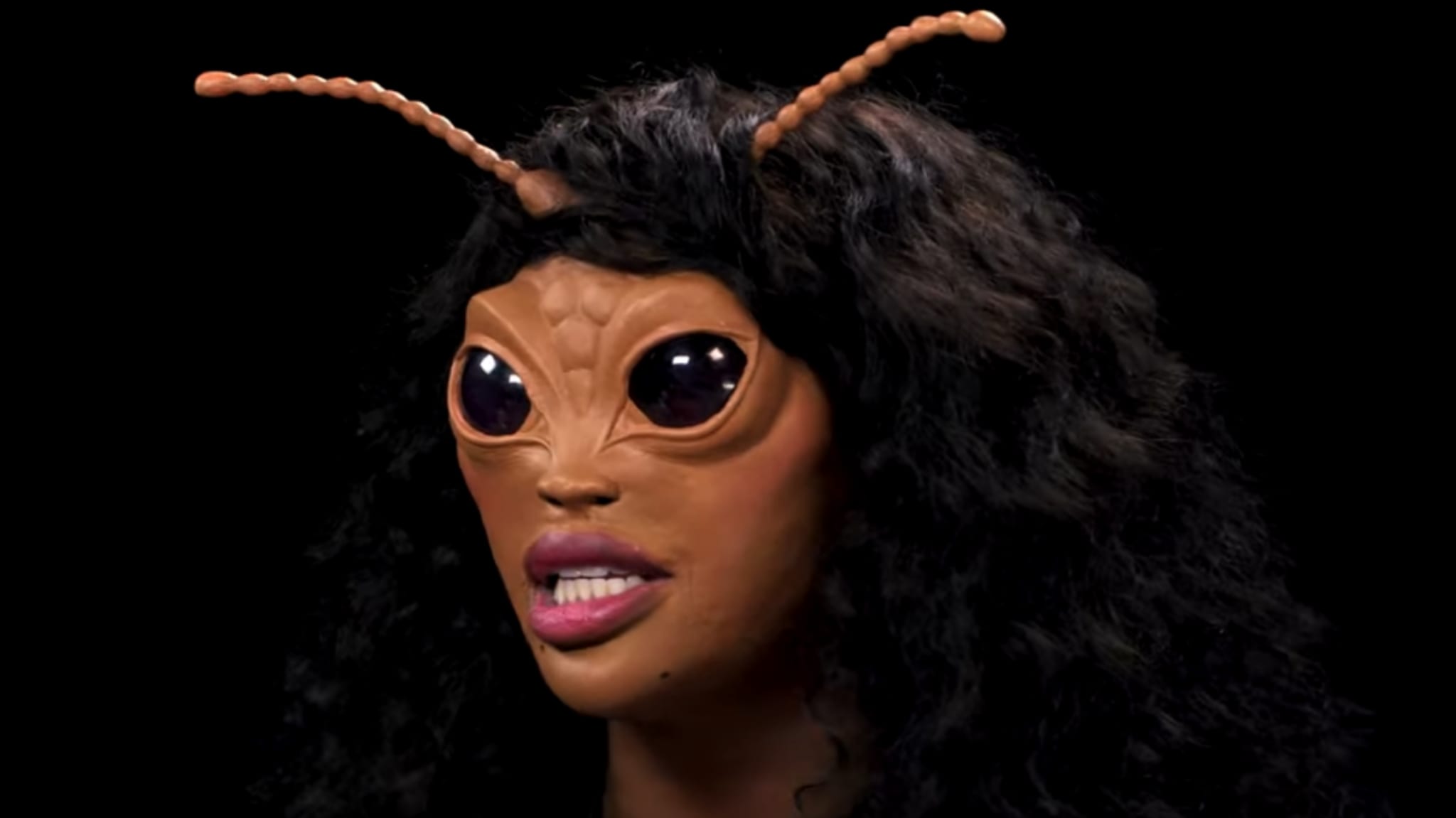 SZA Explains Wearing a Bug Mask on 'Hot Ones'