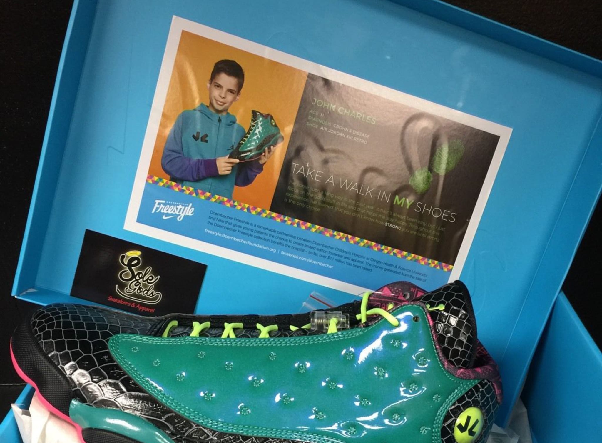 Here's the Doernbecher x Air Jordan 13 Packaging