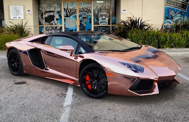 Tyga Rose Gold Aventador - The Worst Celebrity Rides of 2013 | Complex