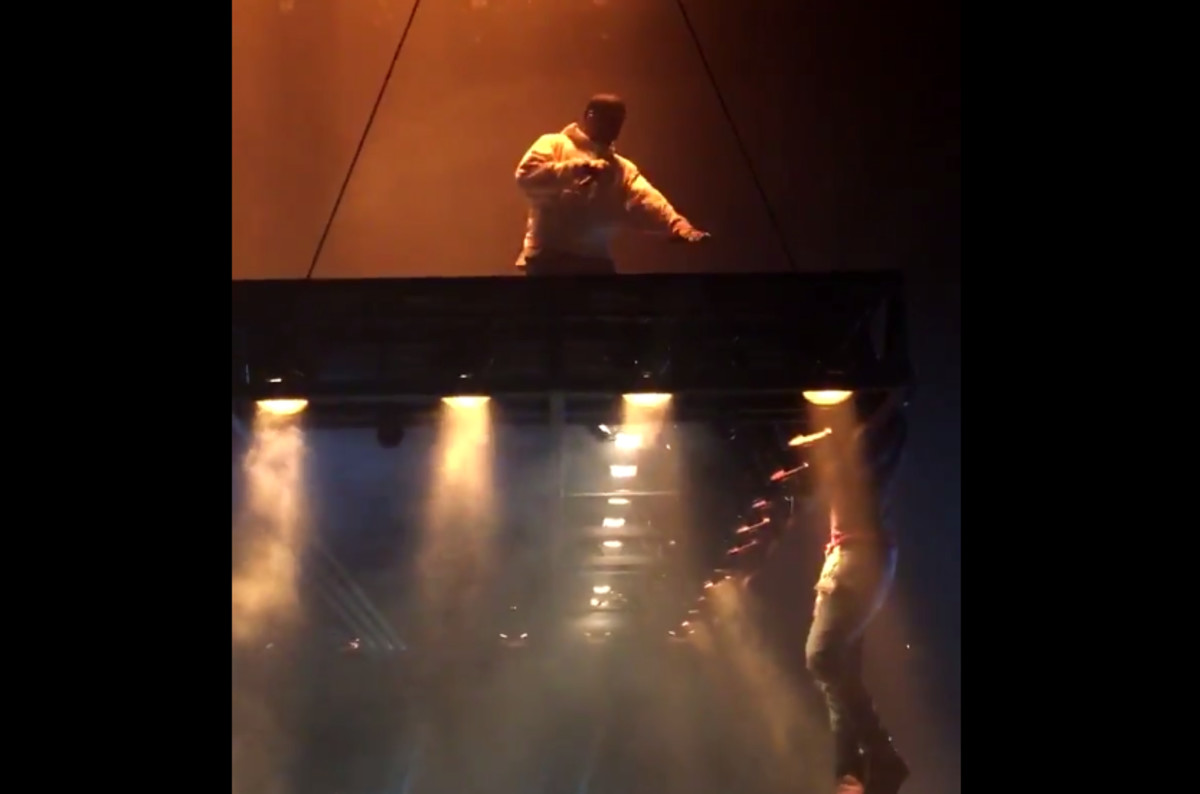 Watch a Fan Try To Climb Up Kanye West’s Floating Stage | Complex